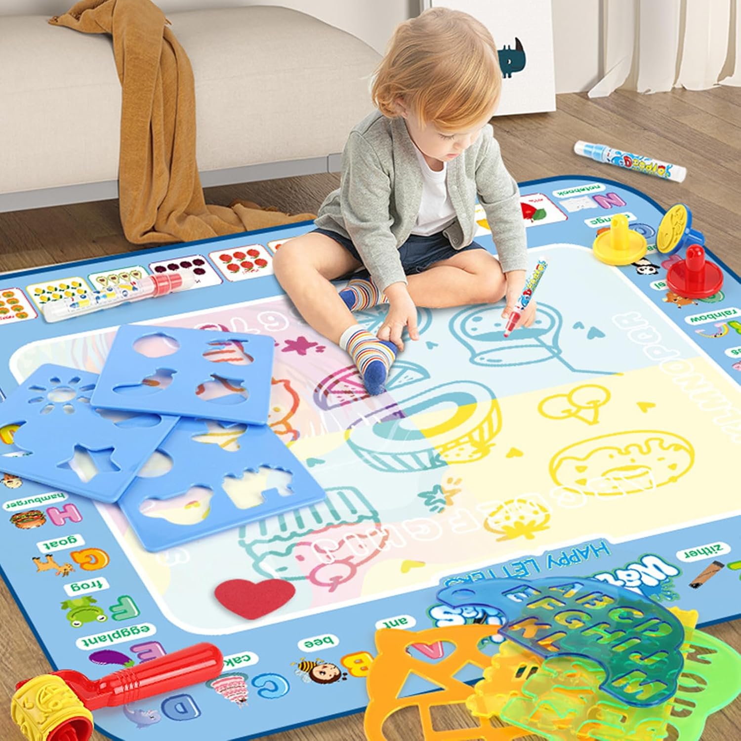 Large Water Doodle Mat – Reusable Mess-Free Drawing Play Mat (150 × 10 ...