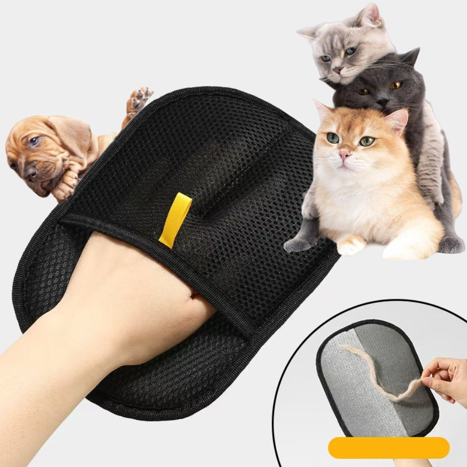 Dual-Sided Pet Grooming Gloves & Hair Remover Mitt (Washable, Anti-Sta ...